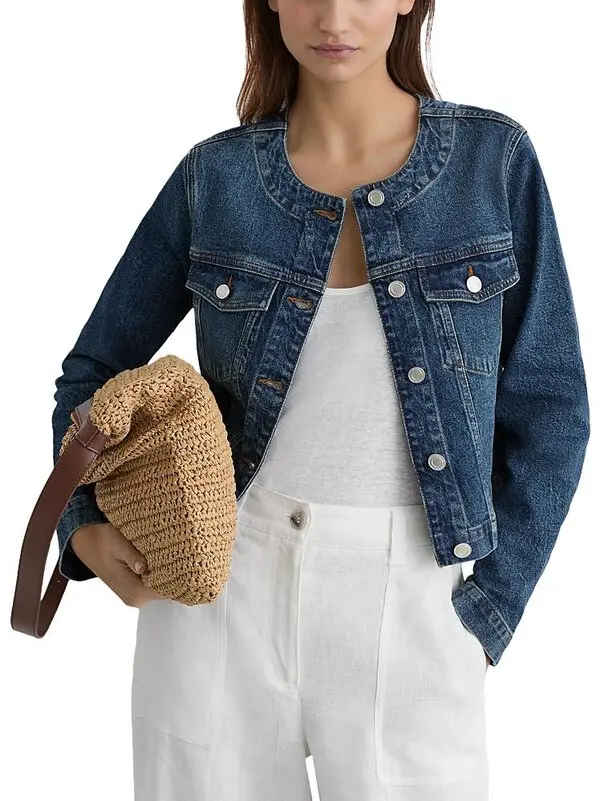 REISS Medora Denim Jacket - Mid Blue