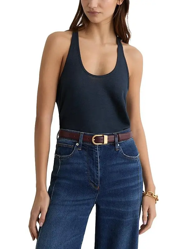 REISS Lidie Linen Vest - Navy