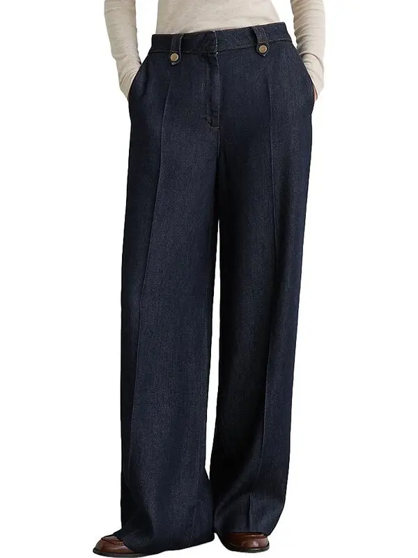 REISS Kaia Wide Leg Pants - Indigo