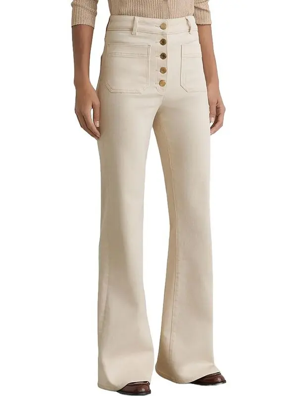 REISS Cali Mid Rise Flare Leg Jeans - Ecru