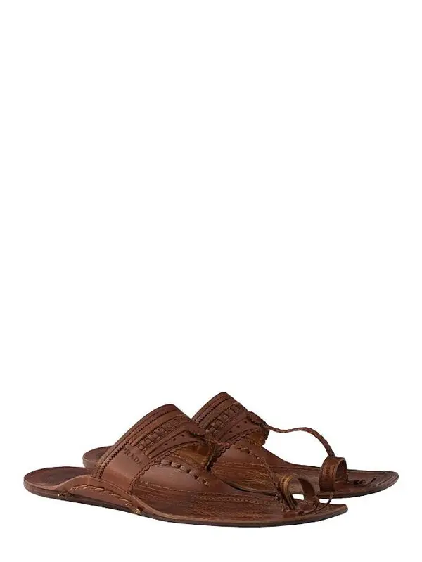 Prada Leather Kolhapuri Sandals - Brown
