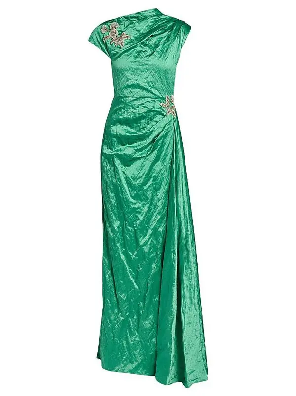 Erdem Textured Satin Gown - Sea Green