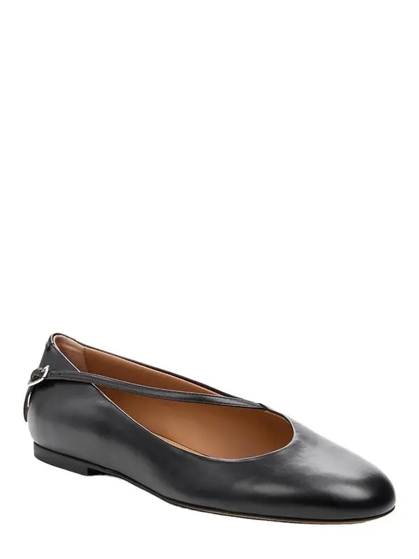 JIL SANDER Elyss Leather Ballerina Flats - Black