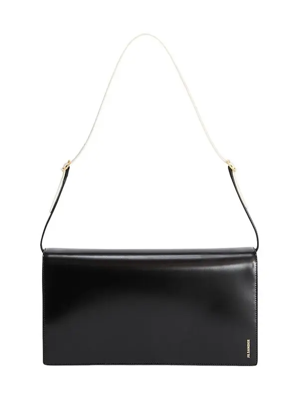 JIL SANDER File Medium Leather Shoulder Bag - Black