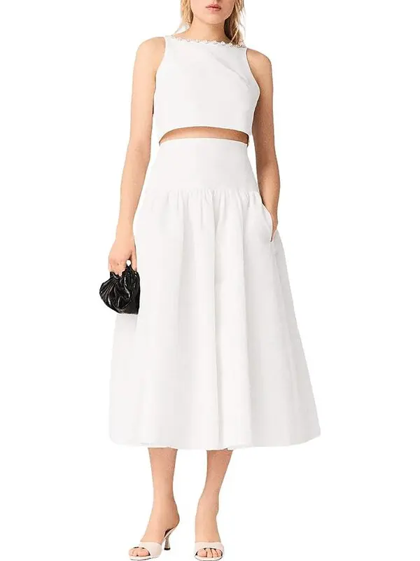 Maje Embellished Cropped Top - White