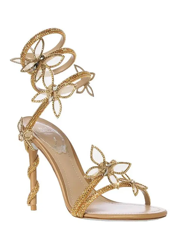 Rene Caovilla Margot Embellished Sandals - Gold Satin/sunshine