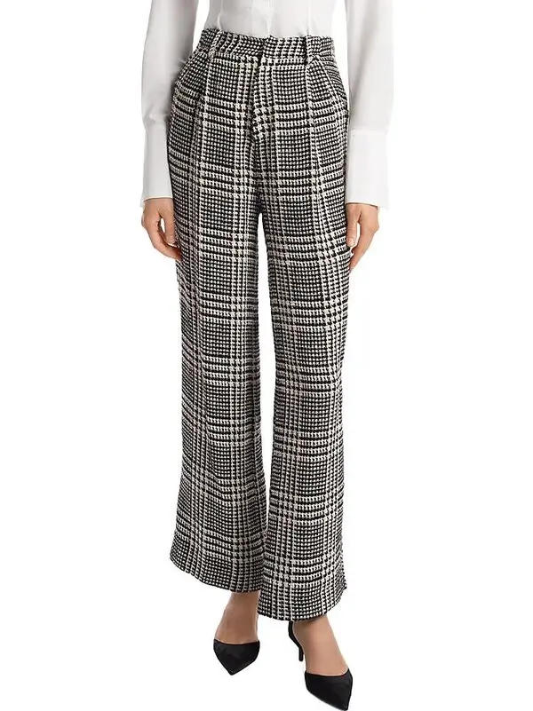 LIBEROWE Annie Wide Leg Plaid Trousers - Black White