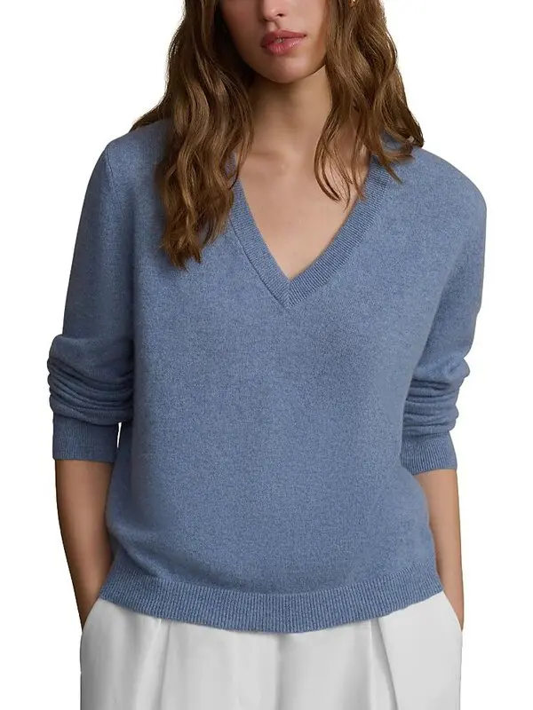 Jenni Kayne Cashmere V-neck Pullover - Faded Denim