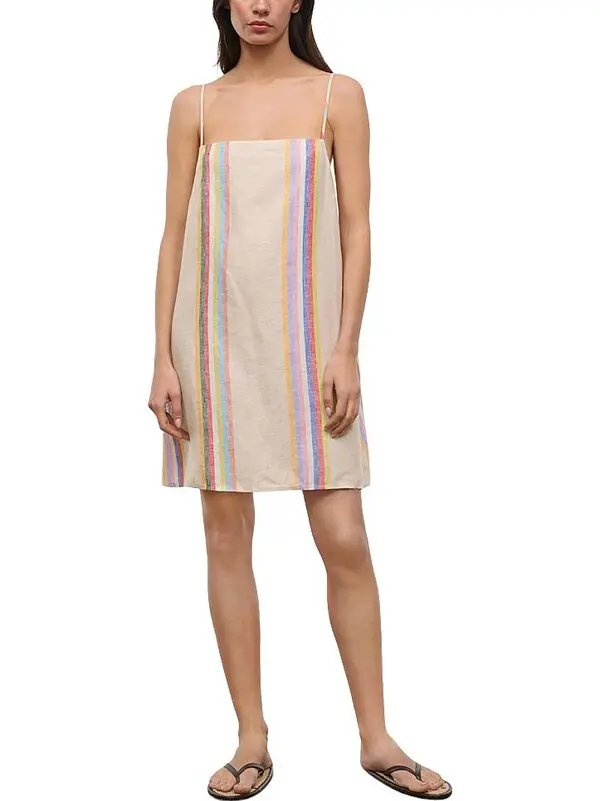 Staud Laura Linen Mini Dress With Stripes - Day Trip Stripe