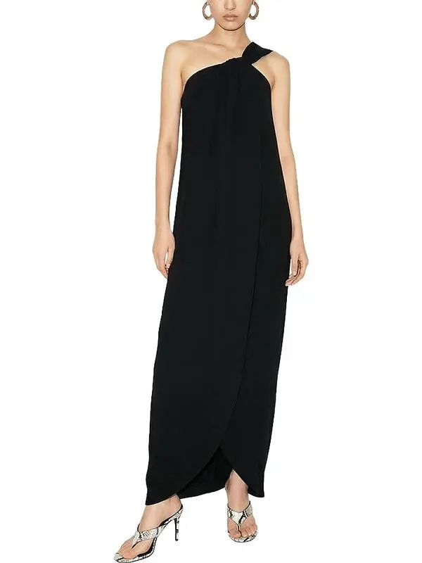 Ronny Kobo Xaden Asymmetrical Neckline Gown - Black