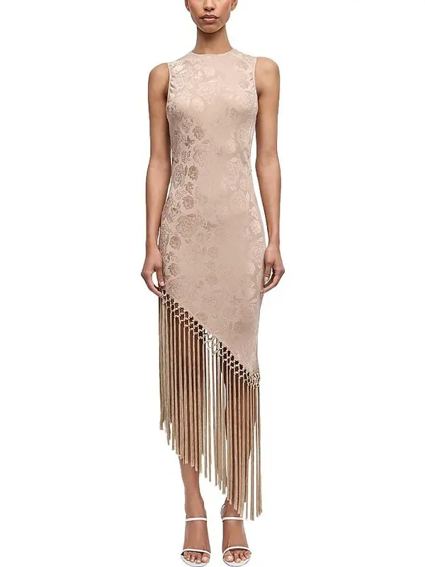 Ronny Kobo Alexina Dress With Fringe Detail - Champagne