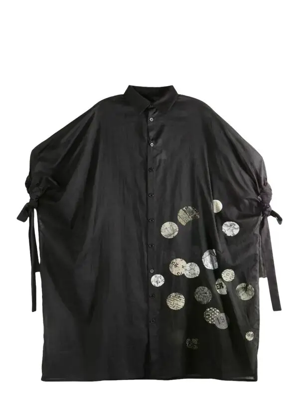 Y’s Graphic Print Tie-sleeve Shirt - Black