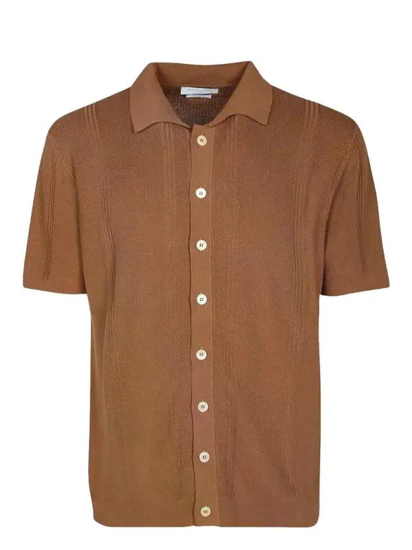 DANIELE FIESOLI Ribbed-knit Short-sleeve Shirt - Brown