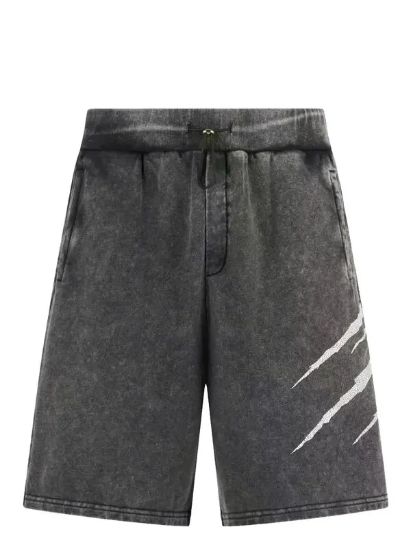 PLEIN SPORT Washed Crackle-print Shorts - Grey