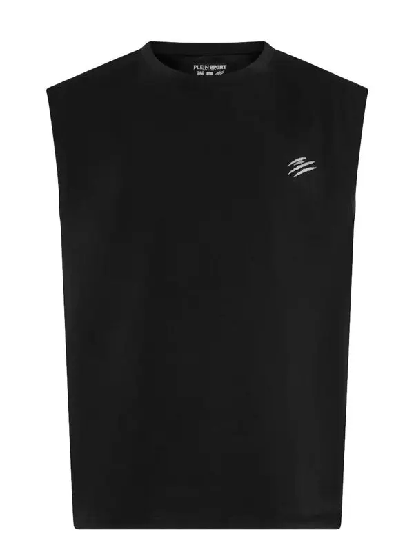 PLEIN SPORT Chrome Scratch Motif Tank Top - Black