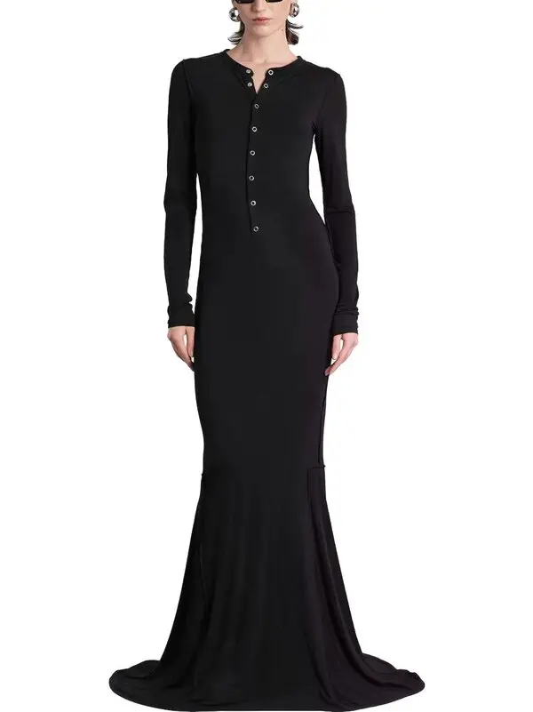 ANGELICA MONTINI Ludovica Button-up Maxi Dress - Black