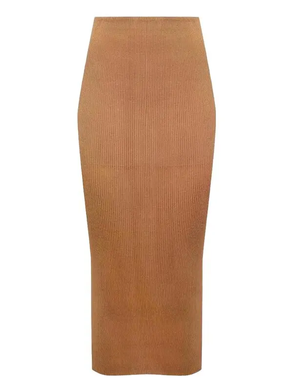 Alberta Ferretti Ribbed Knit Pencil Skirt - Neutrals