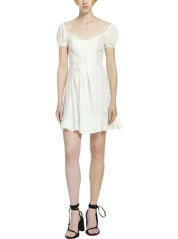 DAISY Corset-style Mini Dress With Lace Trim - White