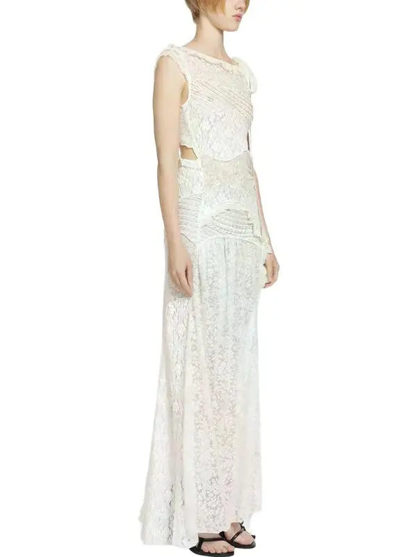 DAISY Flocked Frilled Maxi Dress - White