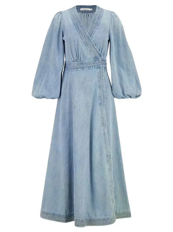 Zimmermann Indra Wrap Midi Dress - Blue