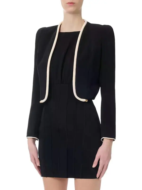 Elisabetta Franchi Crêpe Jacket With Contrast Piping - Black