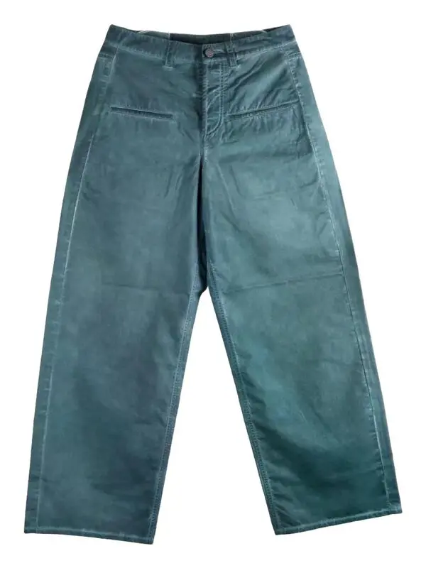 UMA WANG Straight-leg Logo-patch Trousers - Blue