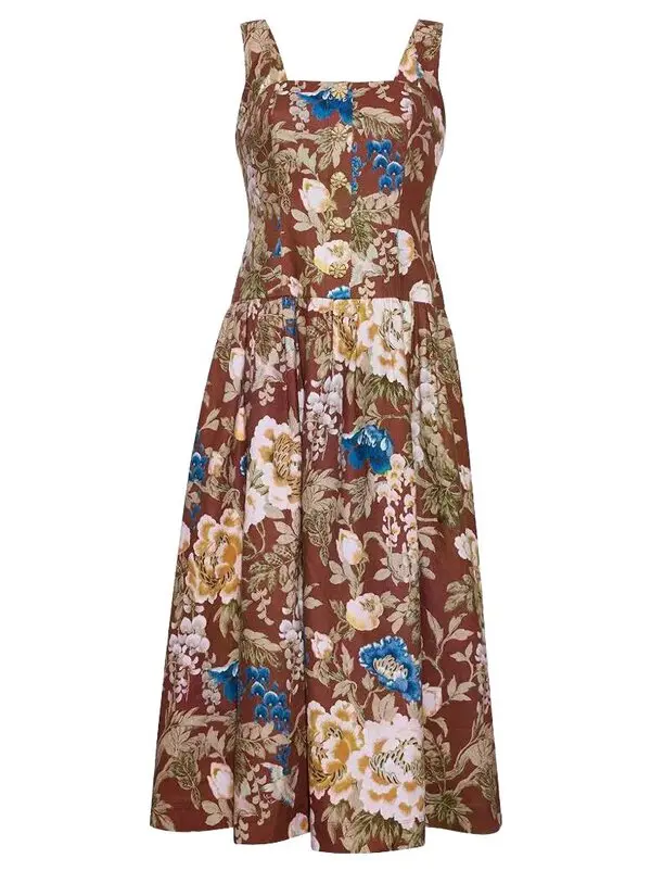 Cara Cara Feliz Floral-print Midi Dress - Brown