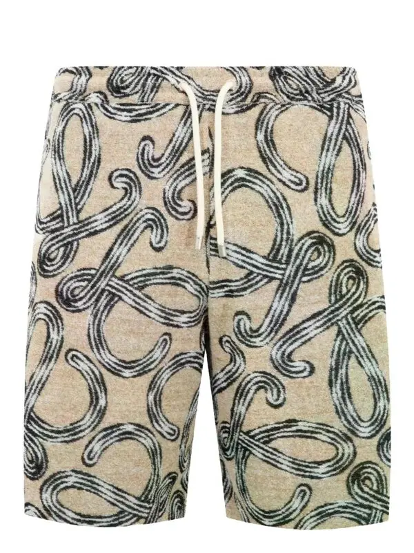 Loewe Anagram Pattern Drawstring Shorts - Brown