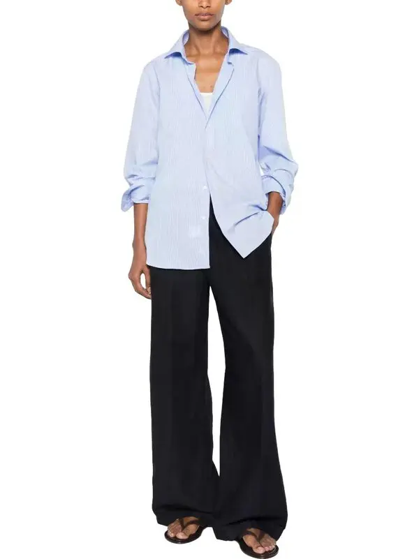 VELA SHOP Vertical Stripe Shirt - Blue