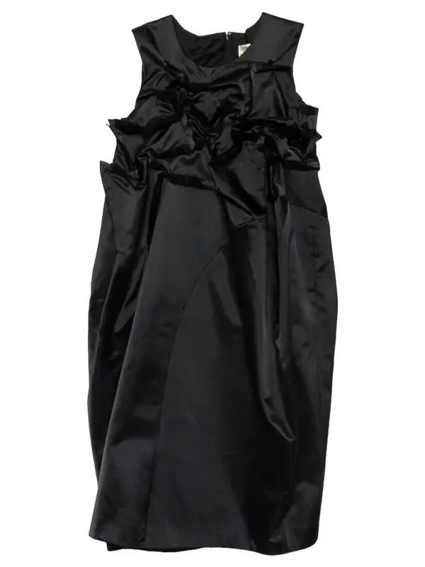 Comme Des Garçons Ruffled Satin Midi Dress - Black