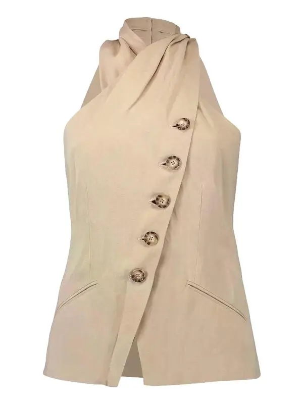 Veronica Beard Asymmetric Halterneck Top - Neutrals