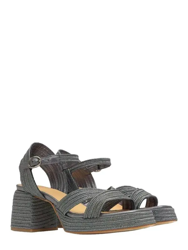 CastaÑer Vallita Metallic Braided Sandals - Grey