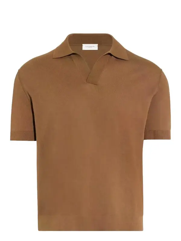 PAOLO PECORA Open-collar Loose-fit T-shirt - Brown