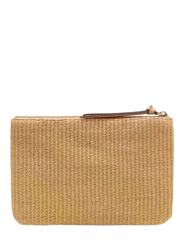 Pinko Love Birds Woven Clutch Bag - Neutrals