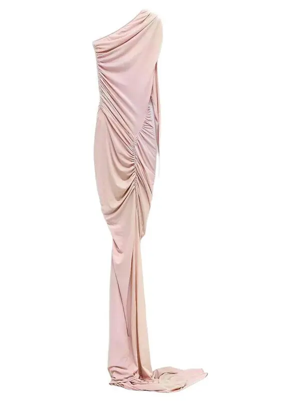 Atlein Maxi One-shoulder Ruched Dress - Pink