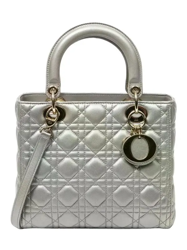 Dior Lady Medium Leather Shoulder Bag - Silver