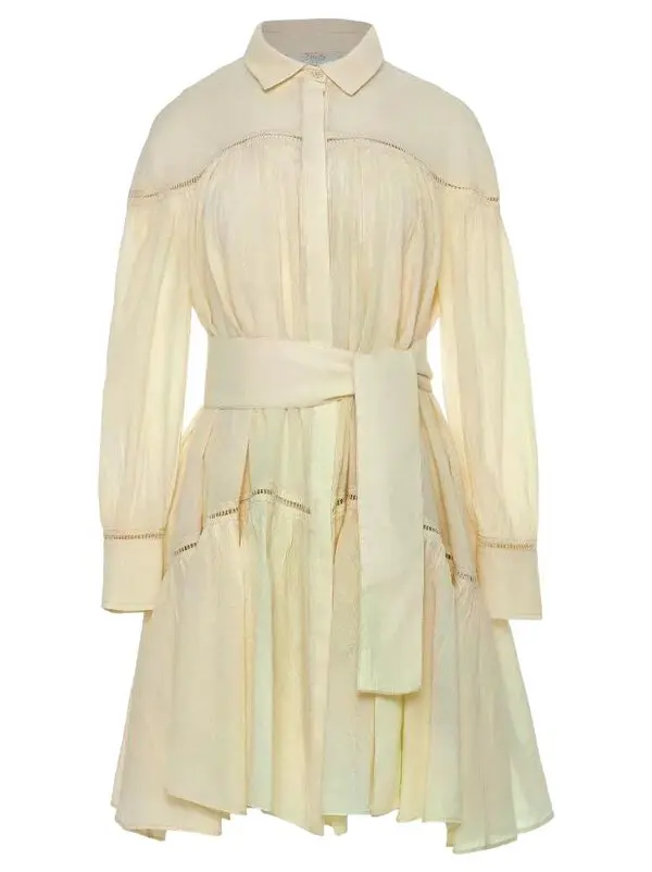 Devotion Sail Belted Ruffled Mini Dress - White