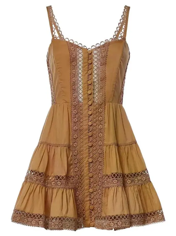 Charo Ruiz Ibiza Lenora Guipure-lace Mini Dress - Brown