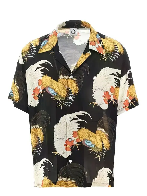 ENDLESS JOY Rooster Printed Shirt - Black
