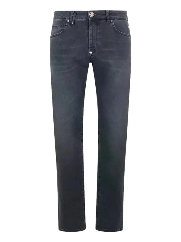 Philipp Plein Logo Plaque Faded Jeans - Black