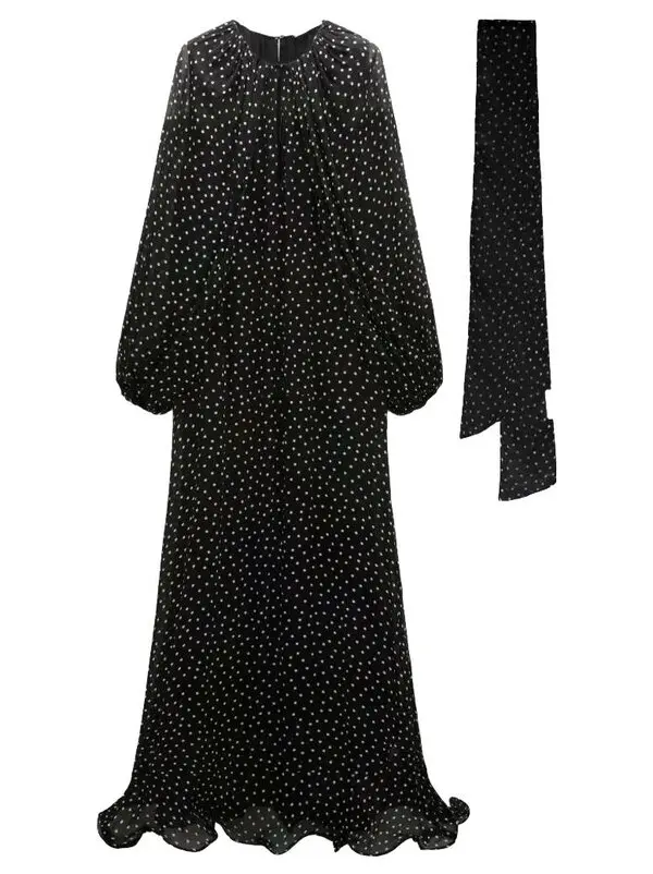 Dorothee Schumacher Polka Dot Maxi Dress With Scarf - Black