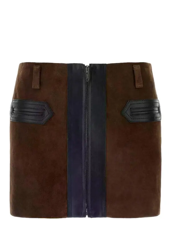 Marni Suede Panelled Mini Skirt - Brown