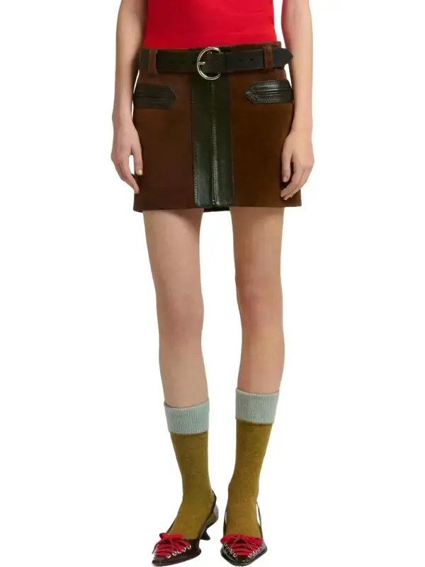 Marni Suede Mini Skirt - Brown