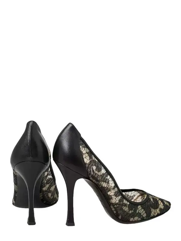 SERGIO ROSSI 105mm Lace Heeled Pumps - Black