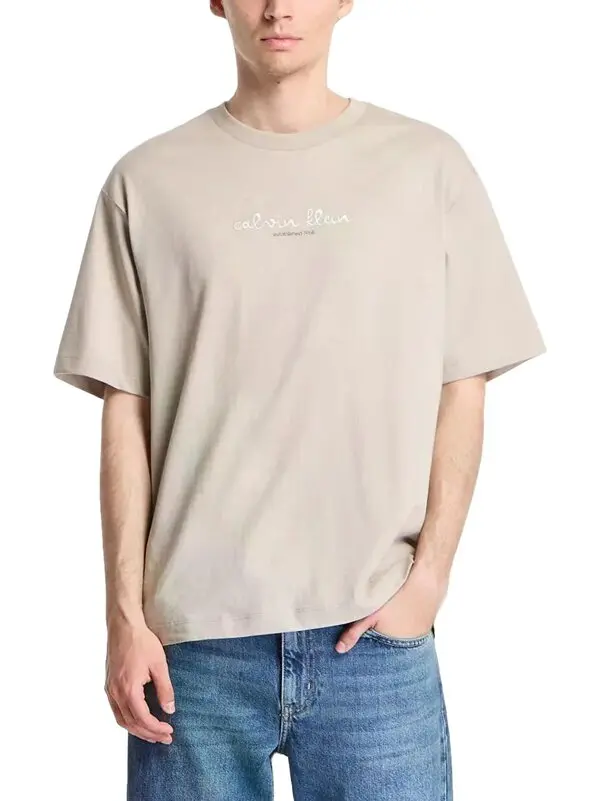 Calvin Klein Logo-print T-shirt - Neutrals