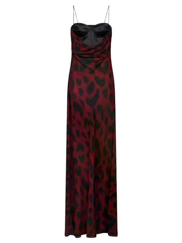 Alex Perry Animalier Print Draped Sweetheart Neckline Dress - Black