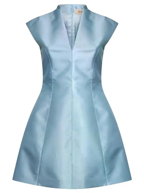 BLANCA VITA V-neck Flared Dress - Blue