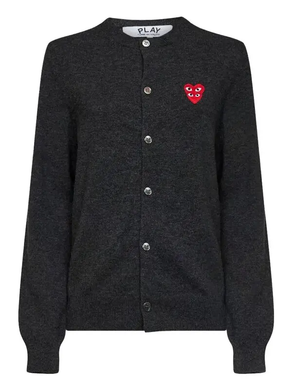 Play Comme Des Garcon Heart Appliqué Cardigan - Grey