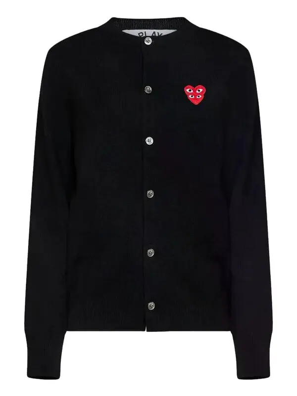 Play Comme Des Garcon Heart Appliqué Cardigan - Black