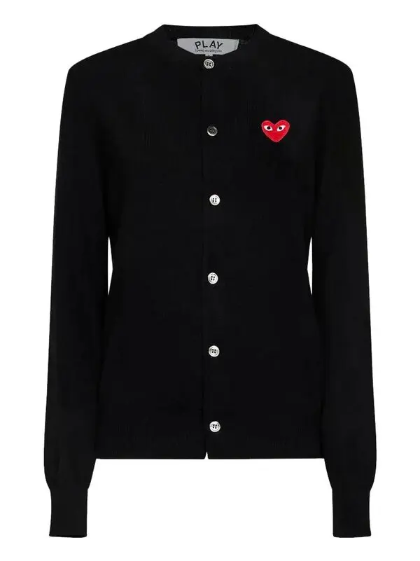 Play Comme Des Garcon Heart Patch Cardigan - Black